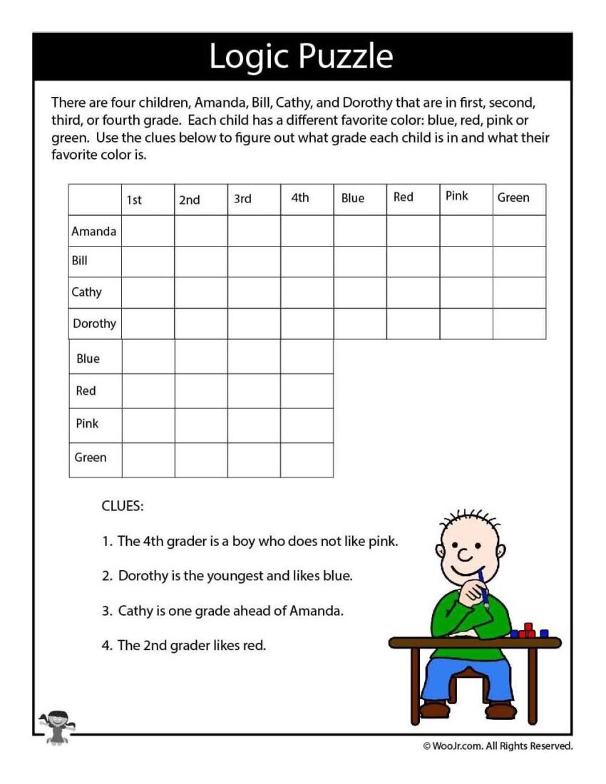 Fun Logic Puzzles Worksheets - Puzzle Worksheets Printable