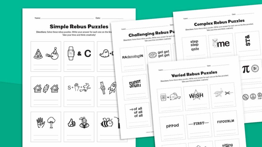 Free Rebus Puzzles Printable Worksheets - Puzzle Worksheets Printable