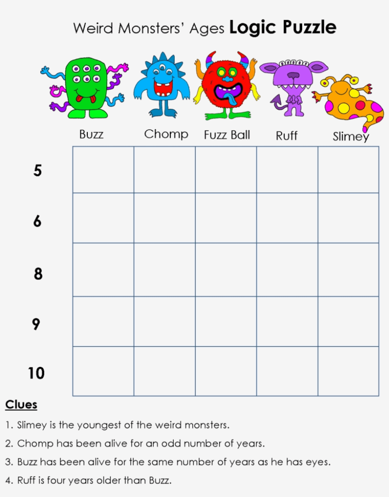 Math Logic Puzzles Free Worksheets - Puzzle Worksheets Printable