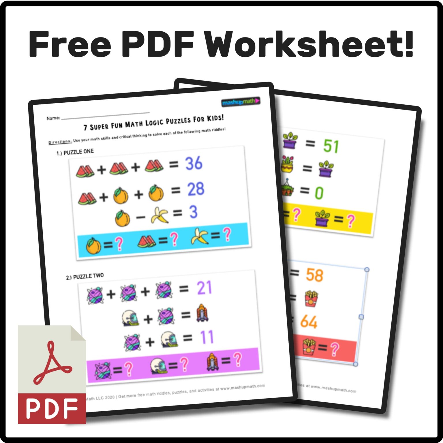Free Math Logic Puzzles Worksheets - Puzzle Worksheets Printable