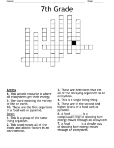 5th Grade Crossword Puzzles Worksheets - Puzzle Worksheets Printable