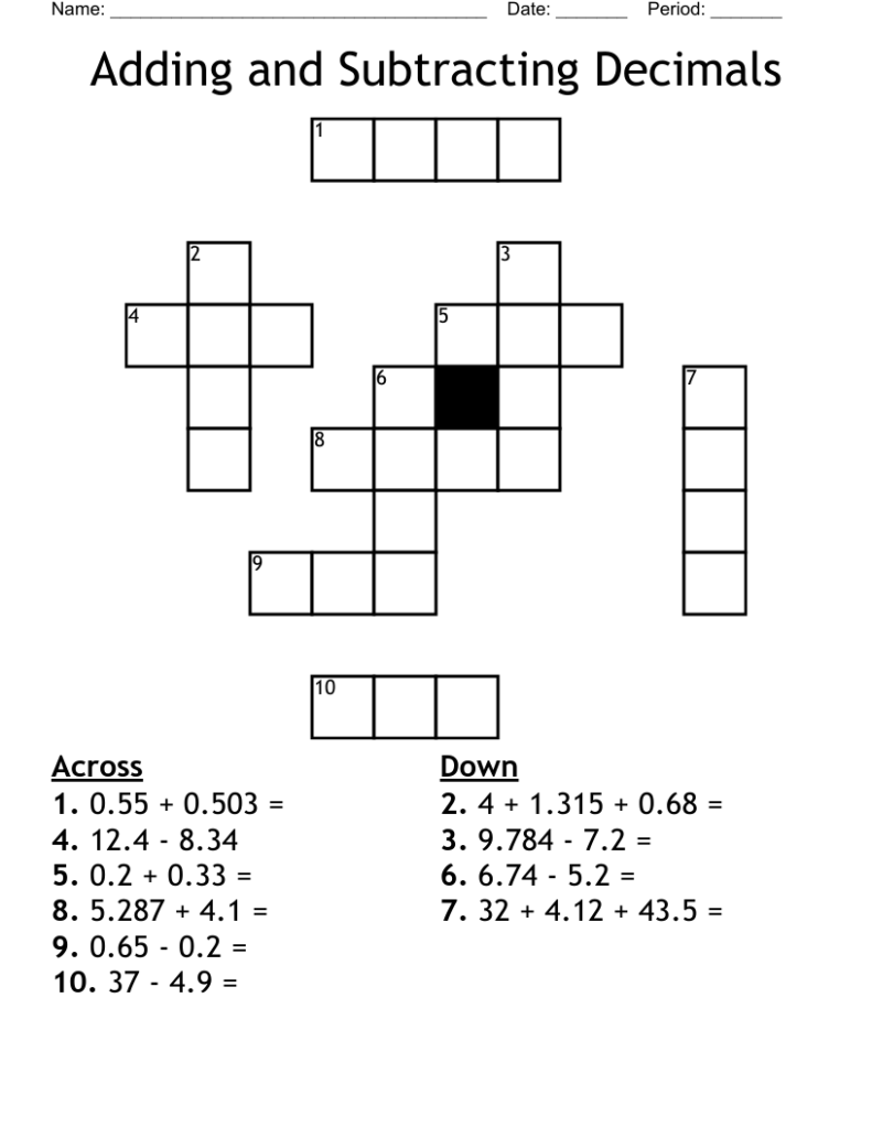 Decimal Puzzle Worksheets Pdf - Puzzle Worksheets Printable