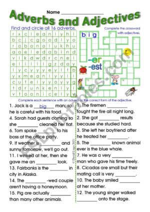 Adverb Puzzle Worksheet - Puzzle Worksheets Printable