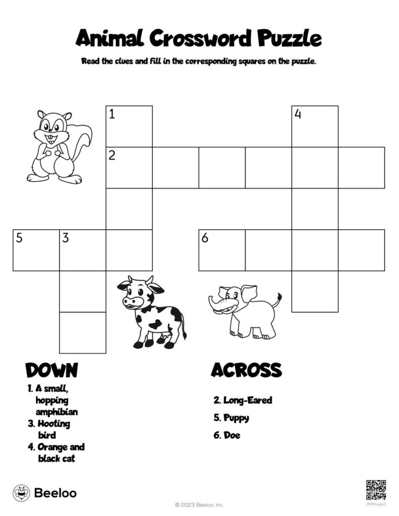 Animal Crossword Puzzle Worksheets - Puzzle Worksheets Printable