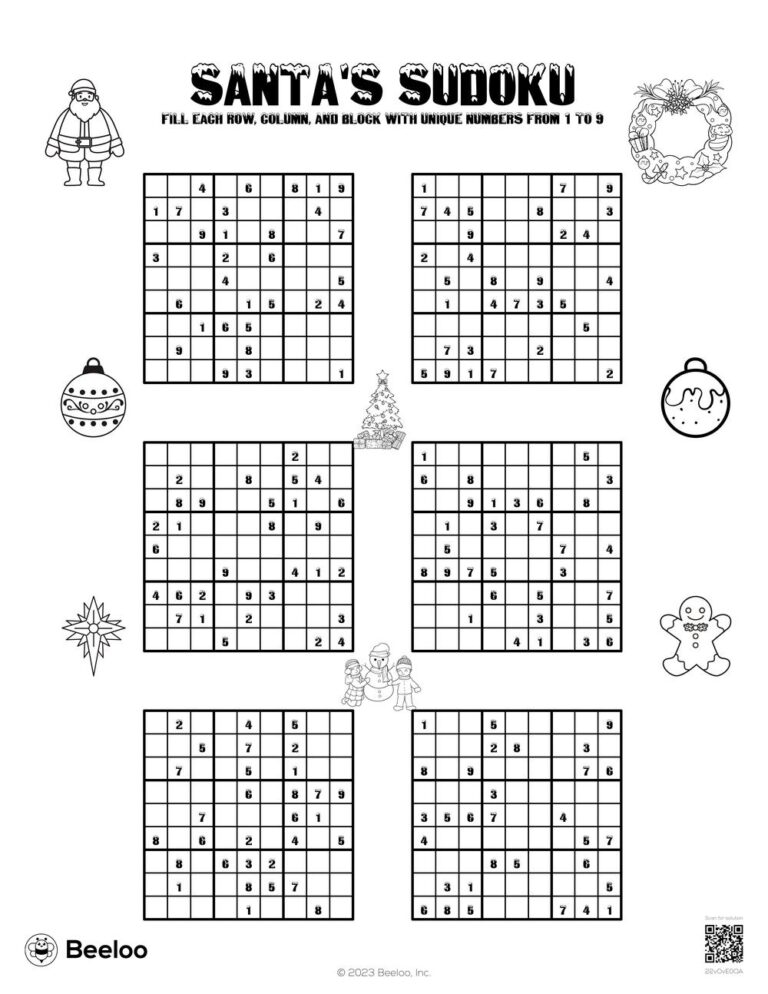 Christmas Sudoku Puzzles Worksheets - Puzzle Worksheets Printable
