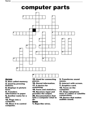 Computer Parts Crossword Puzzle Worksheet Answers - Puzzle Worksheets ...