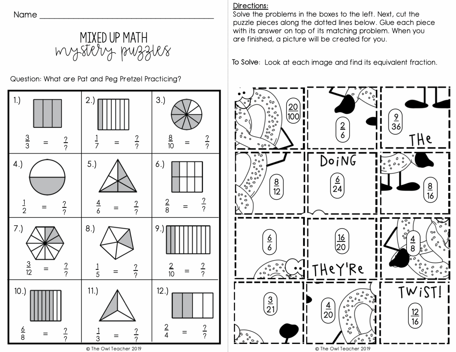 Fraction Puzzle Worksheets Pdf - Puzzle Worksheets Printable
