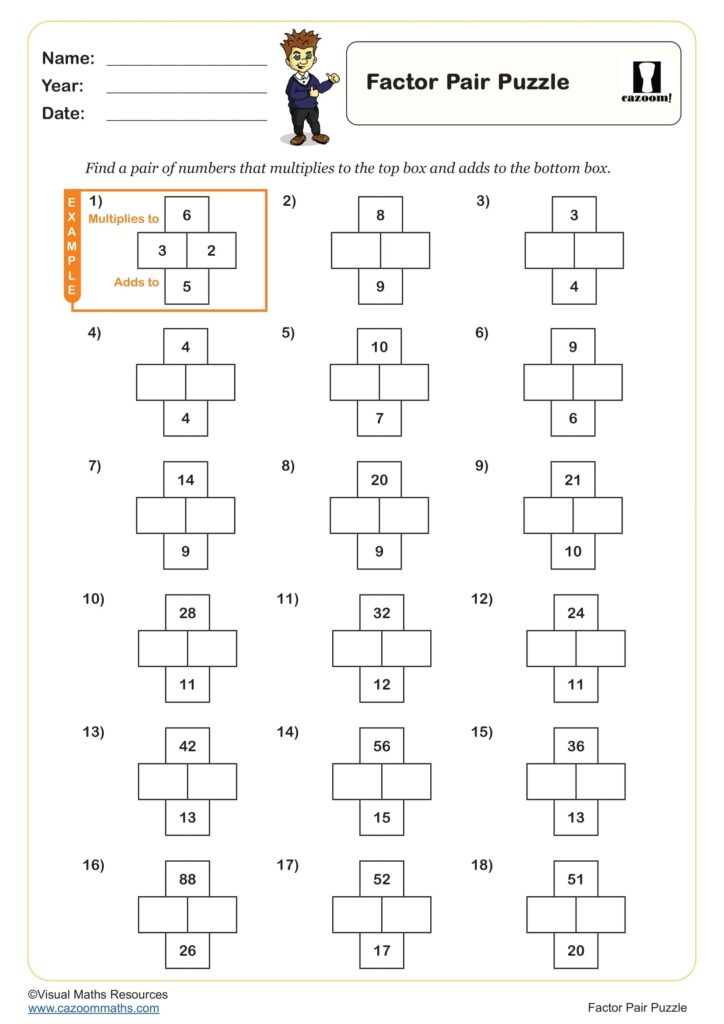 Factor Puzzles Worksheets - Puzzle Worksheets Printable