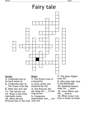Fairy Tale Crossword Puzzle Worksheets - Puzzle Worksheets Printable