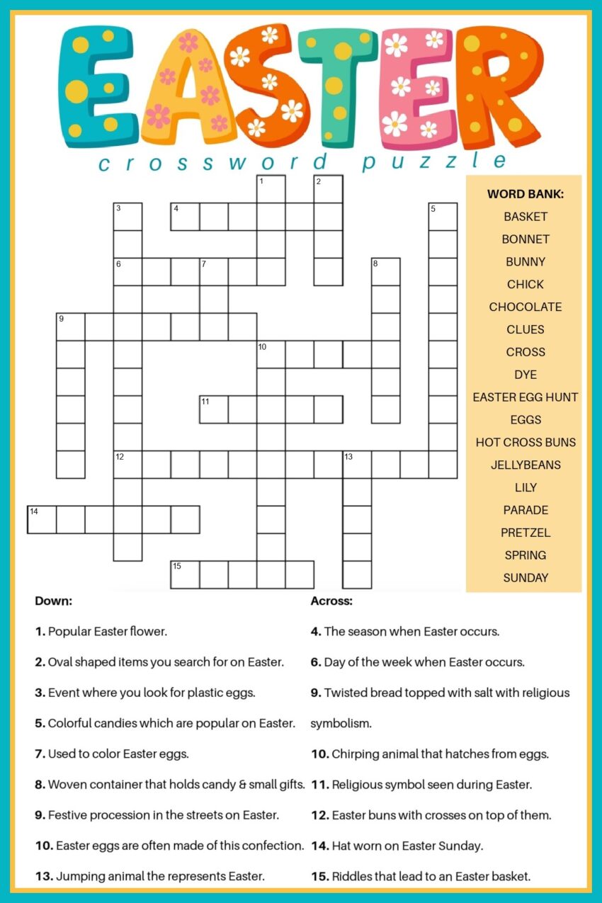 Easter Crossword Puzzle Printable Worksheets - Puzzle Worksheets Printable