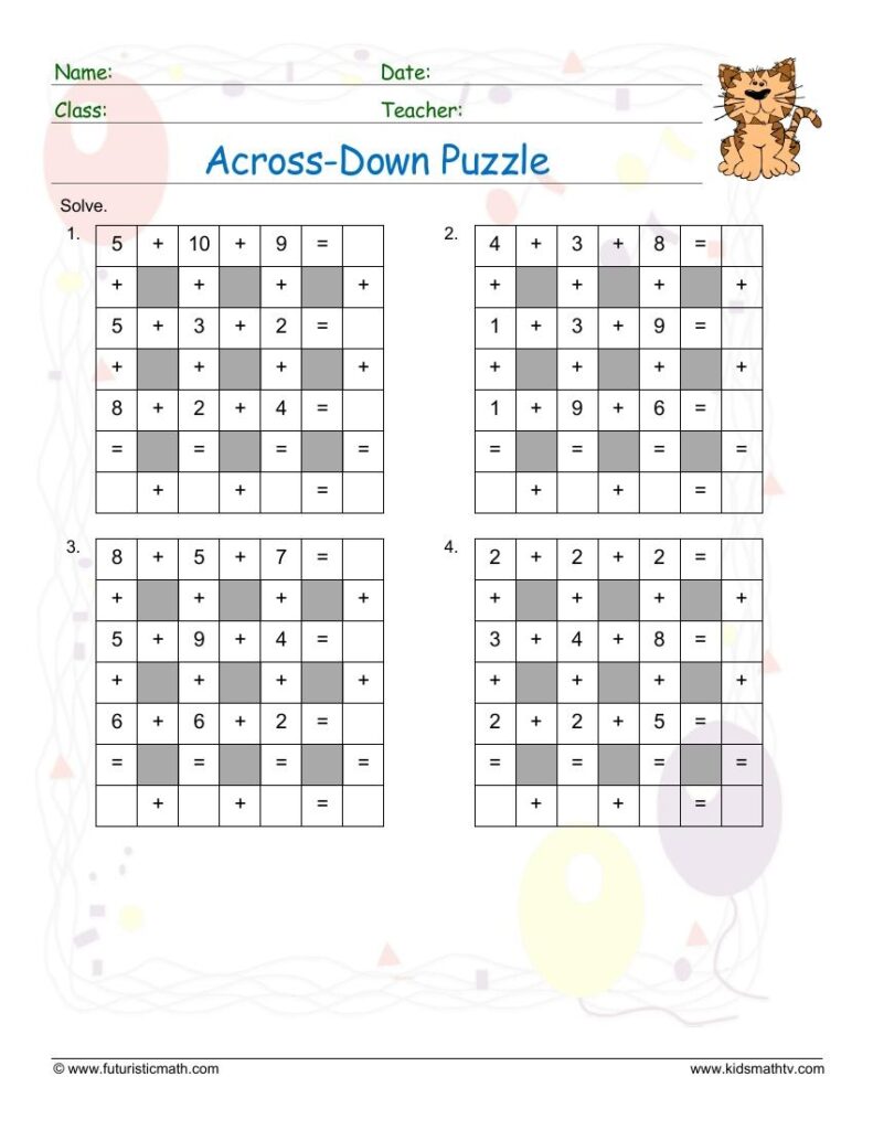 Math Games And Puzzles Worksheets - Puzzle Worksheets Printable