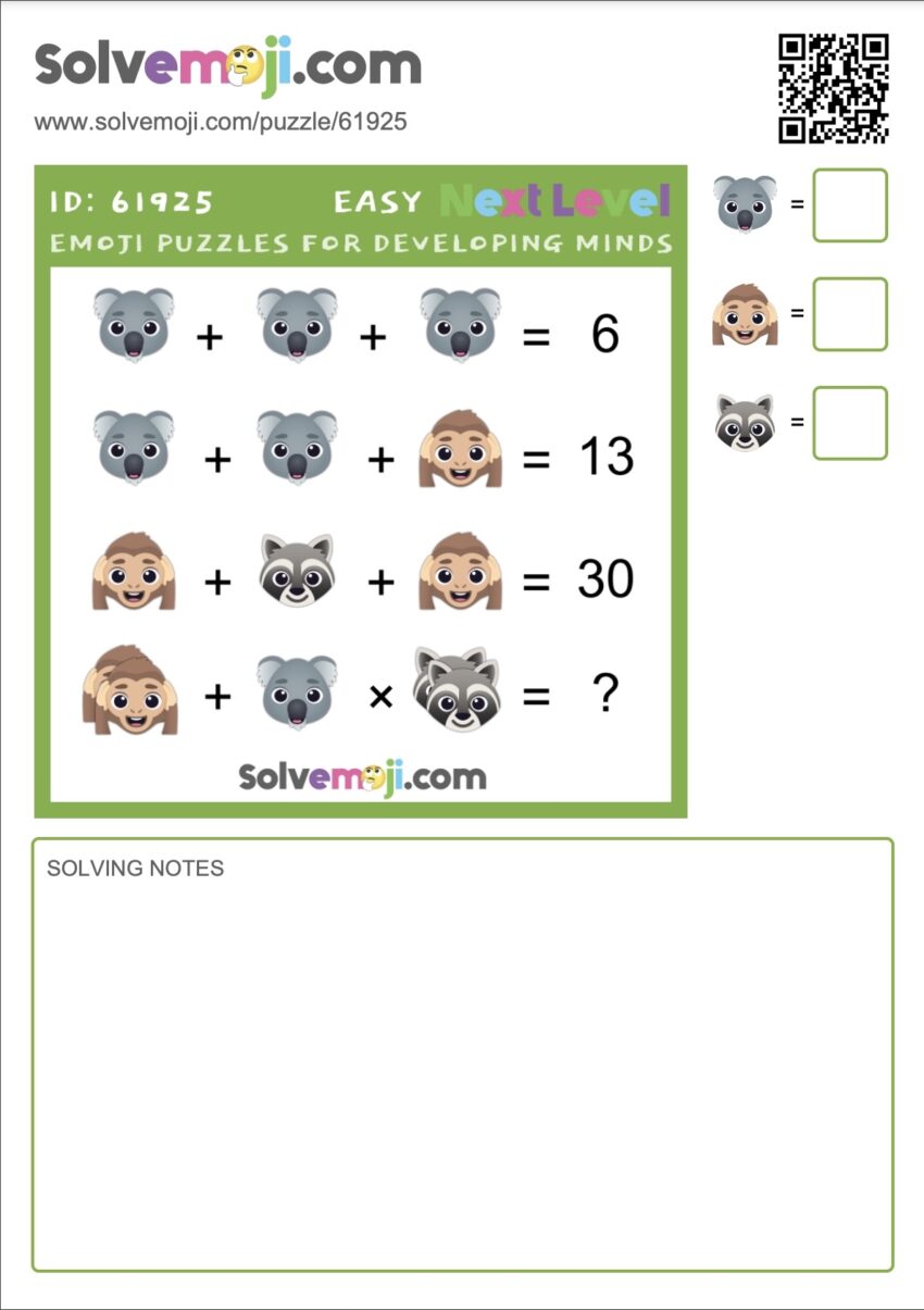 Free Emoji Logic Puzzle Worksheets - Puzzle Worksheets Printable