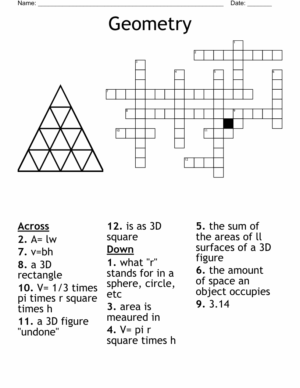 Geometry Crossword Puzzle Worksheets - Puzzle Worksheets Printable