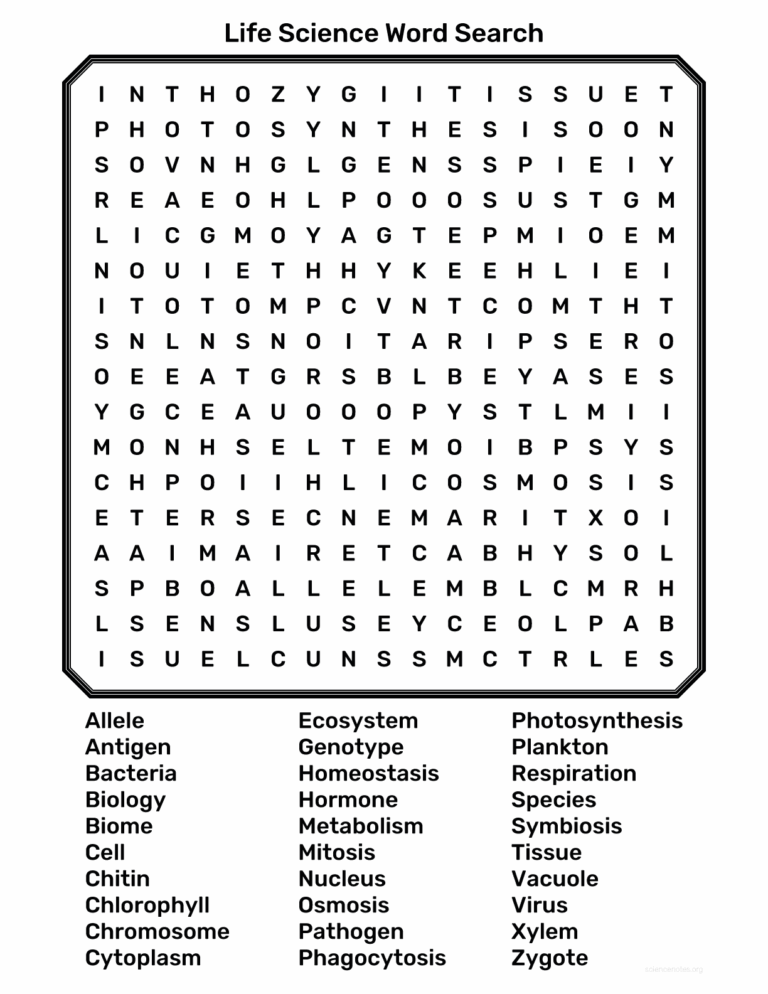 Life Science Puzzle Worksheets - Puzzle Worksheets Printable