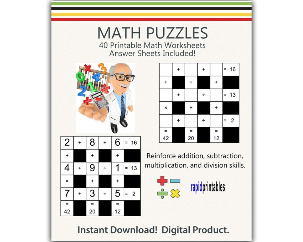 Math Addition Puzzles Worksheets - Puzzle Worksheets Printable
