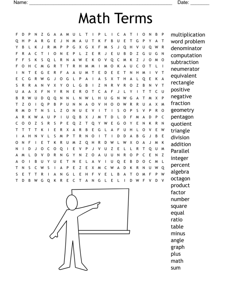 Math Word Search Puzzle Worksheets - Puzzle Worksheets Printable