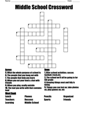 Crossword Puzzle Worksheets For Middle School - Puzzle Worksheets Printable