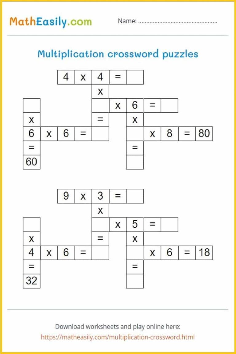 Free Multiplication Puzzles Worksheets - Puzzle Worksheets Printable