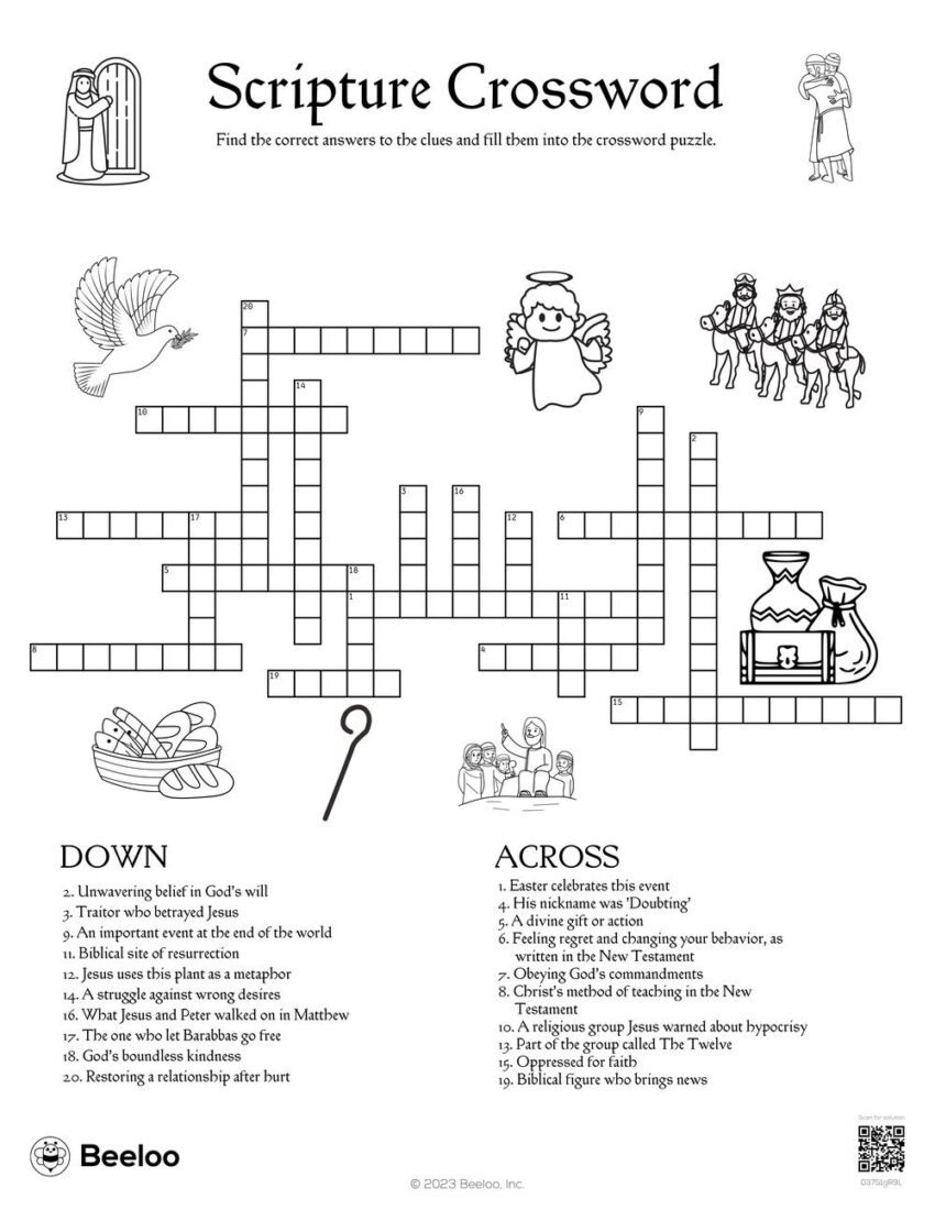 Bible Crossword Puzzle Worksheets - Puzzle Worksheets Printable