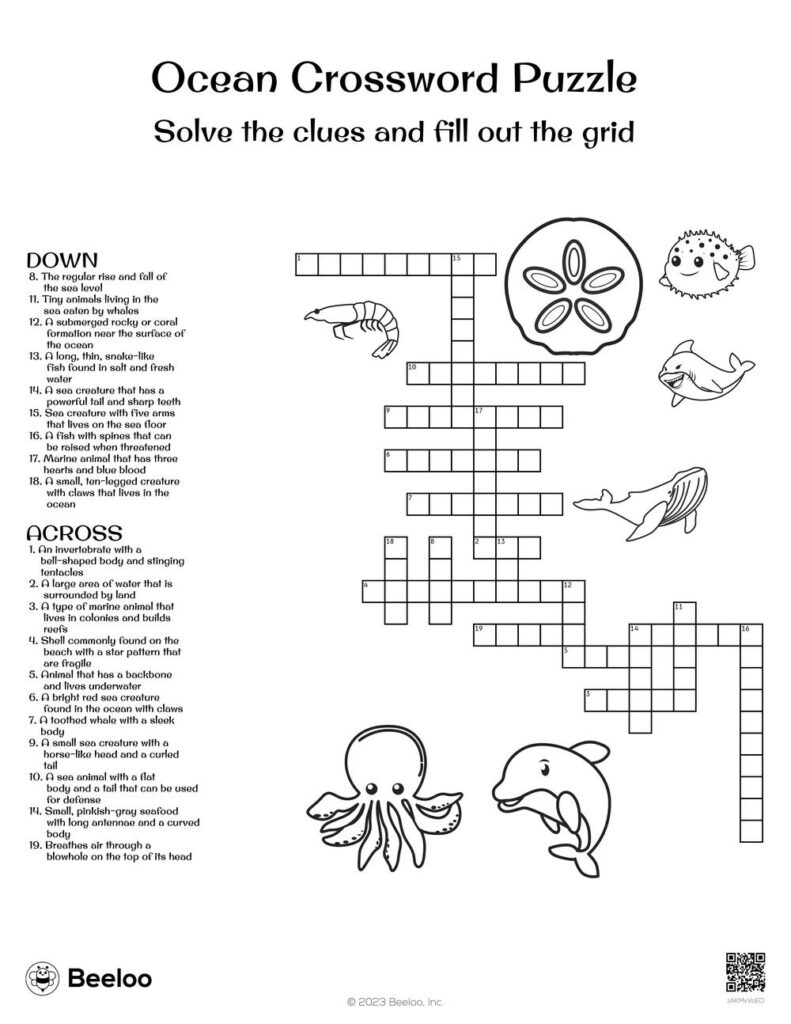 Ocean Crossword Puzzle Worksheets - Puzzle Worksheets Printable
