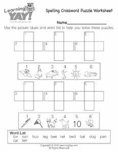 Crossword Puzzle Worksheets For First Grade - Puzzle Worksheets Printable