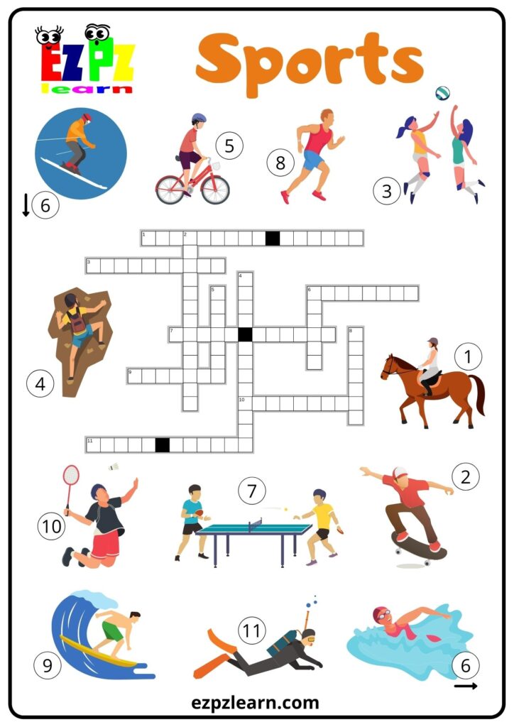 Esl Worksheets Sports Crossword Puzzle - Puzzle Worksheets Printable